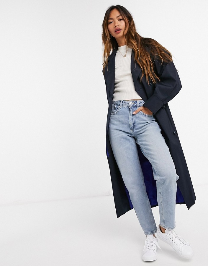 Helene Berman trench coat in blue - ShopStyle