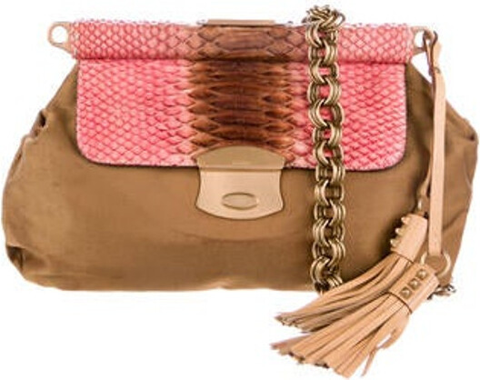 Prada Python-Trimmed Raso Shoulder Bag - ShopStyle