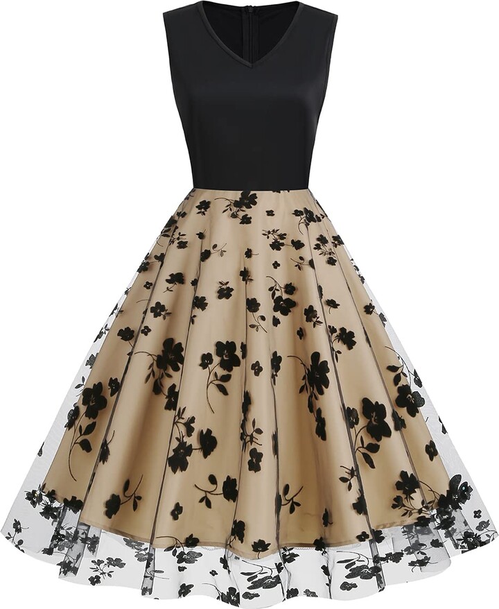 IWEMEK 1950 Dresses for Women Vintage Rockabilly Swing Butterfly Floral ...