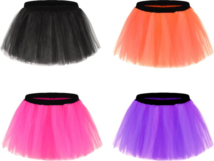 Magicor 4 Pack Runner Tutu Skirts Women Tulle Skirt 3 Layered Elastic ...