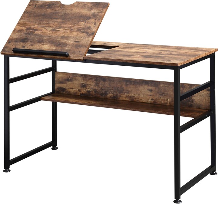 HOMCOM Tiltable Drafting Table Home Office Computer Desk with Open ...