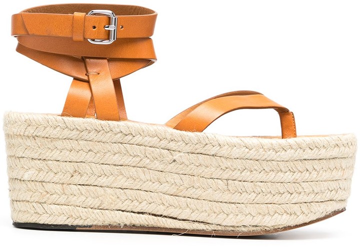 Isabel Marant Woven-Raffia Platform Sandals - ShopStyle