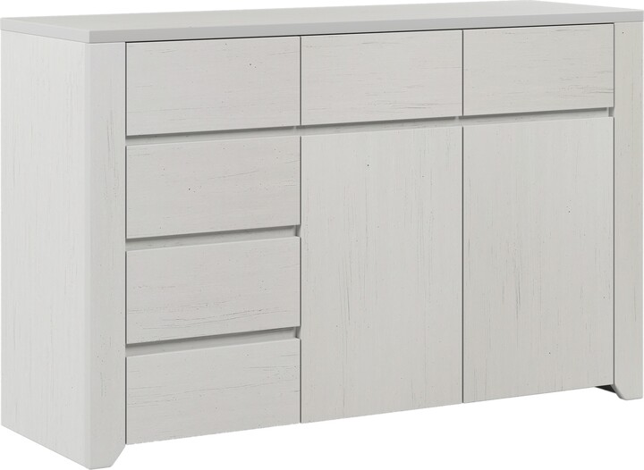 NINEDIN Wood Dresser Nightstand with 6 Drawers and 2 Level Storage ...