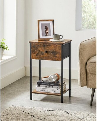 VASAGLE Nightstand Side Fabric Drawer 24-Inch Tall End Table with ...