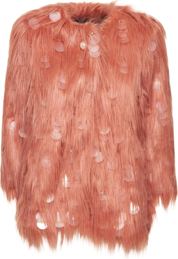 ALABAMA MUSE Ross gold faux fur jacket - ShopStyle