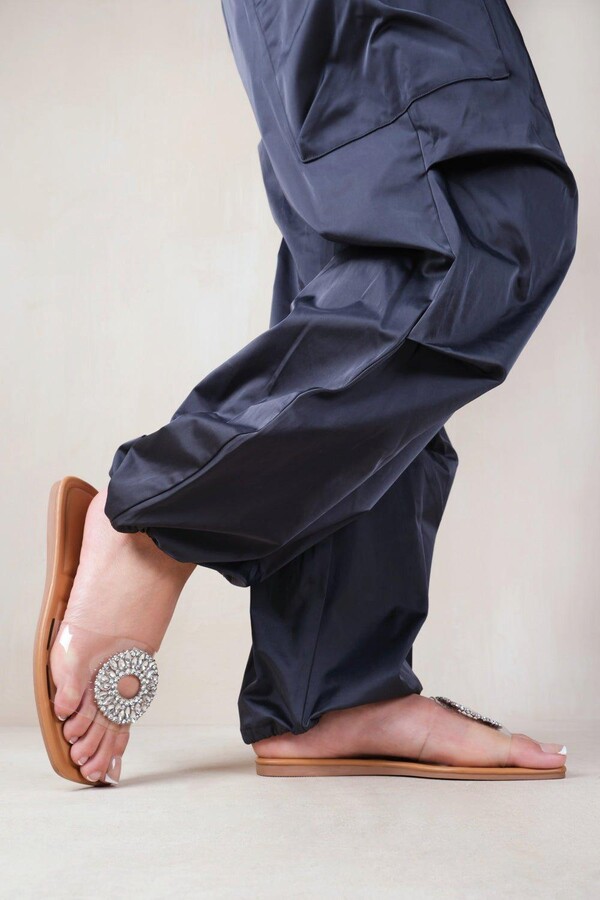 Where's That From 'Gloss' Perspex Flat Sandals With Sparkly Gems ...