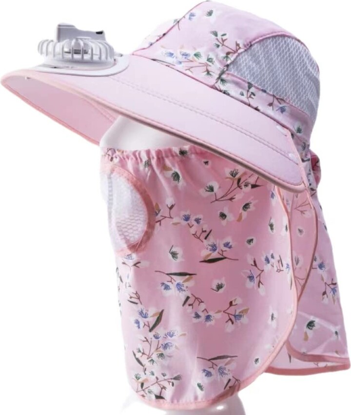 AAPIE with Fan hat Sun Visor Sun hat face hat (Color : Light Pink ...