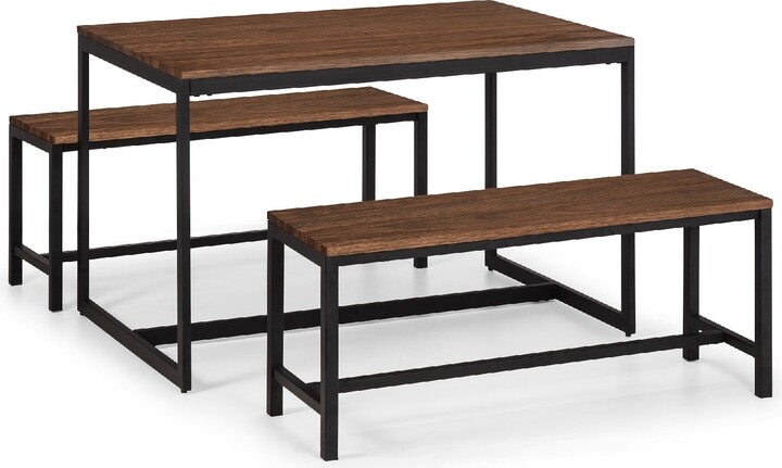 Dunelm Tribeca Rectangular Dining Table with 2 Tribeca Benches, Brown Walnut (Brown) - ShopStyle