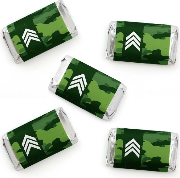 Big Dot of Happiness Camo Hero - Mini Candy Bar Wrapper Stickers - Army ...