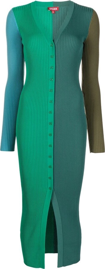 STAUD Shoko two-tone knitted dress - ShopStyle