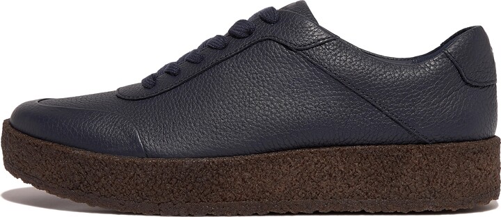 FitFlop Rally Tumbled-Leather Crepe Sneakers - ShopStyle