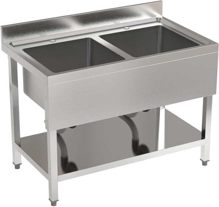 Living and Home Two Compartment Stainless Steel Commercial Sink with ...