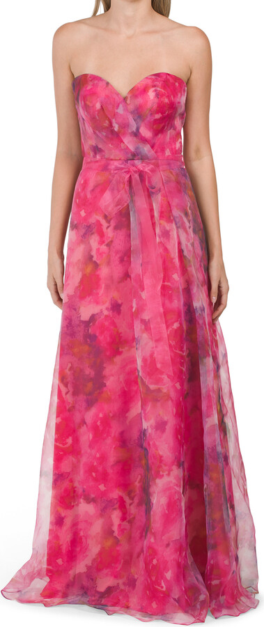 Rene By Rene Ruiz Strapless Floral Organza Floral Gown - ShopStyle