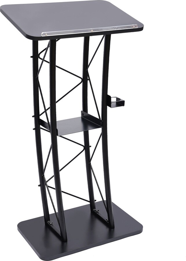 Curved Podium Stand Metal Black Pulpit Lectern for Speeches - ShopStyle ...