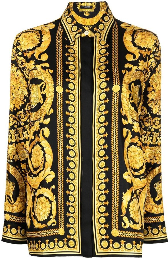 Versace Baroque print silk shirt - ShopStyle Tops