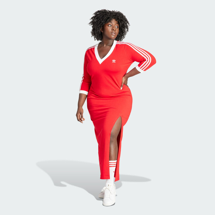 adidas Adicolor Classics 3-Stripes V-Neck Maxi Dress (Plus Size) Better ...
