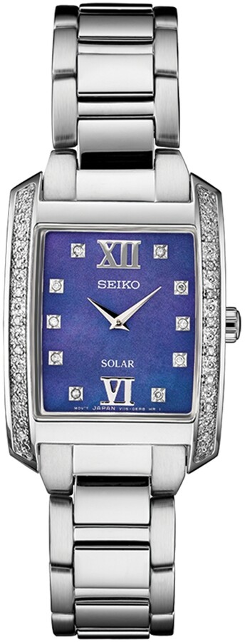 Seiko Women's Solar Diamond Collection Diamond-Accent Stainless Steel ...