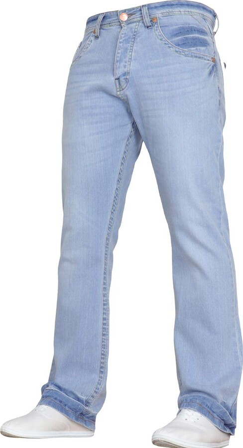 Von Denim Men's Wide Leg Stretch Bootcut Flared Blue Heavy Denim Jeans ...