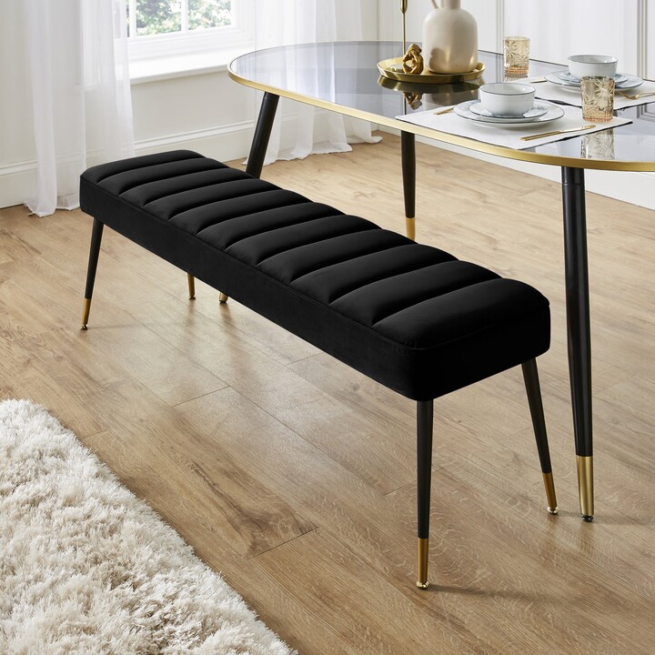 Dunelm Sylvia Dining Bench, Velvet Black - ShopStyle