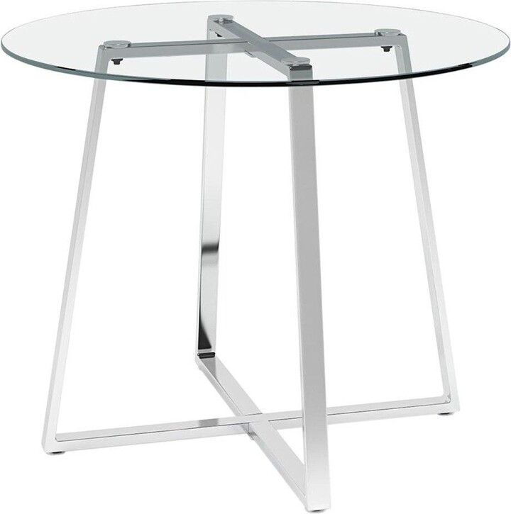 Living and Home Round Dining Table with Tempered Glass Top - ShopStyle