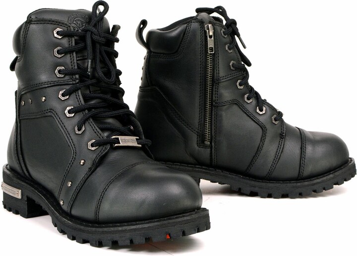 Milwaukee Leather Women's Black Premium Leather Motorcycle Riding Boots ...