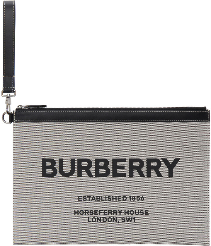 Burberry Grey Large 'Horseferry' Edin Pouch - ShopStyle Men's Fashion