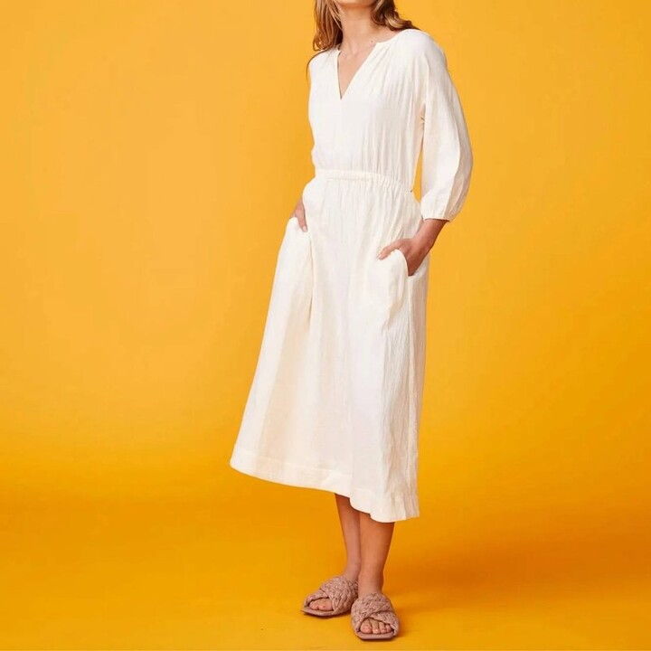 Monrow Gauze Open Back Dress In Buttercream - ShopStyle