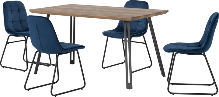 Dunelm Quebec Rectangular Dining Table with 4 Lukas Chairs Navy - ShopStyle