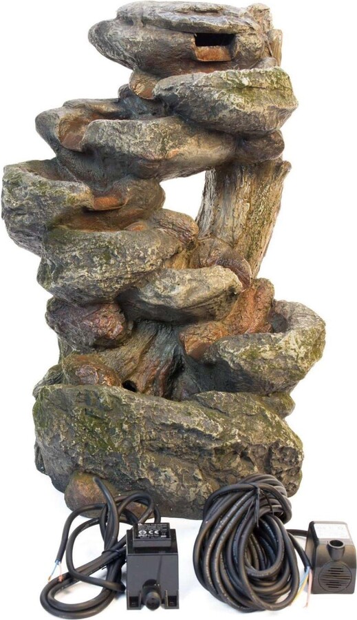 Primrose Rock Effect Cascading Water Feature Waterfall with Lights 55cm ...