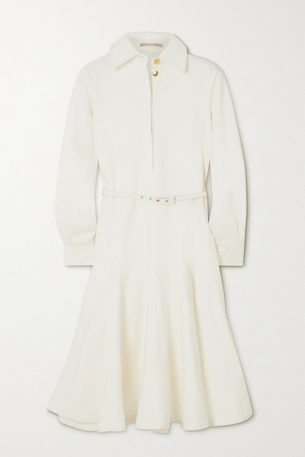 Emilia Wickstead Marionetta Belted Pleated Denim Midi Dress - White ...