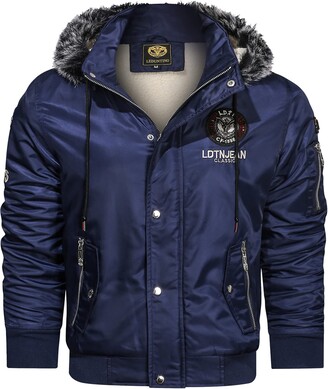 GREGG Men's Bomber Jacket with Hood Shell Long Sleeve Full Zip Military ...