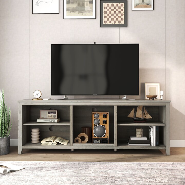 GREATPLANINC TV Stand Media Console with Open Storage Shelves ...