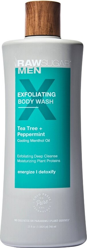 Raw Sugar Men's Exfoliating Body Wash Tea Tree + Peppermint - 25 fl oz ...