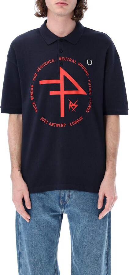 FRED PERRY RAF SIMONS Oversized printed polo shirt - ShopStyle