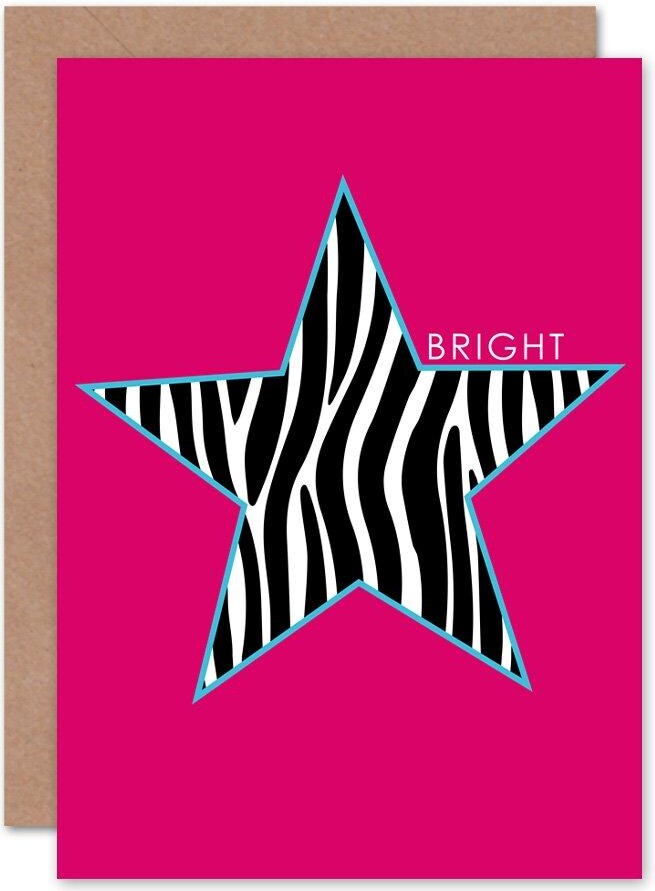 Artery8 Pink Zebra Bright Inspirational Motivational Greetings Card ...
