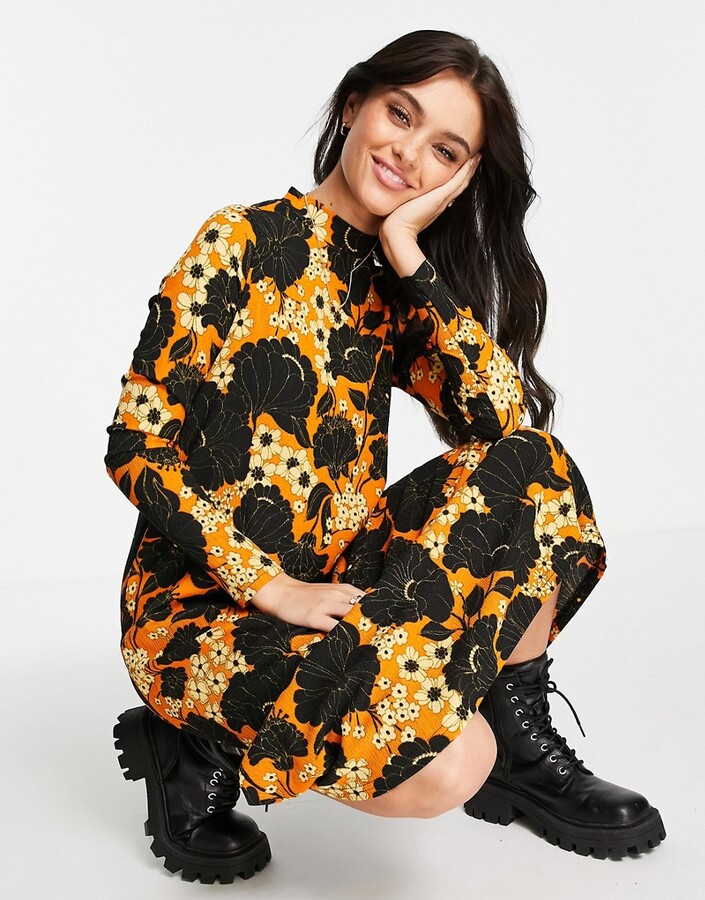 Monki floral print jersey maxi dress with splits in multi - ShopStyle