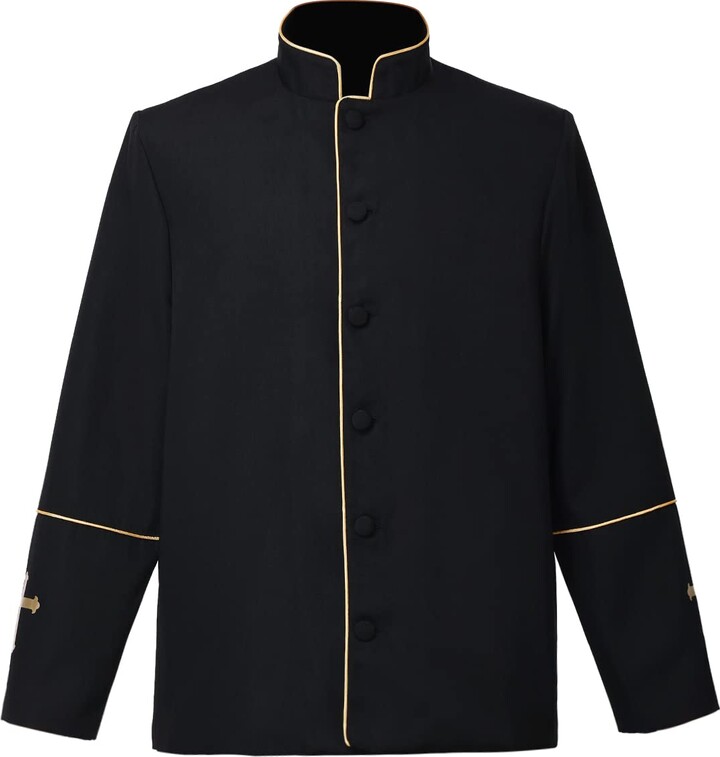 CAMDOM Mens Clergy Coat Church Priest Robe Vestment Stand Up Collar ...