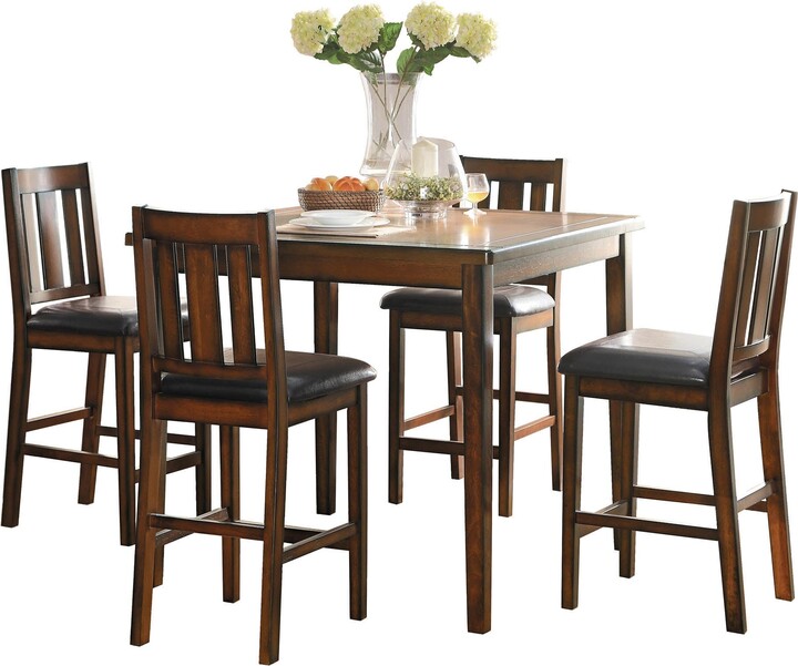 LEXICON 4 Seater Square Dining Table with 4 Splat Back Chairs ...