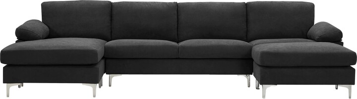 Eafurn Reversible Sectional Sofa with Extra Wide Chaise Lounge and ...