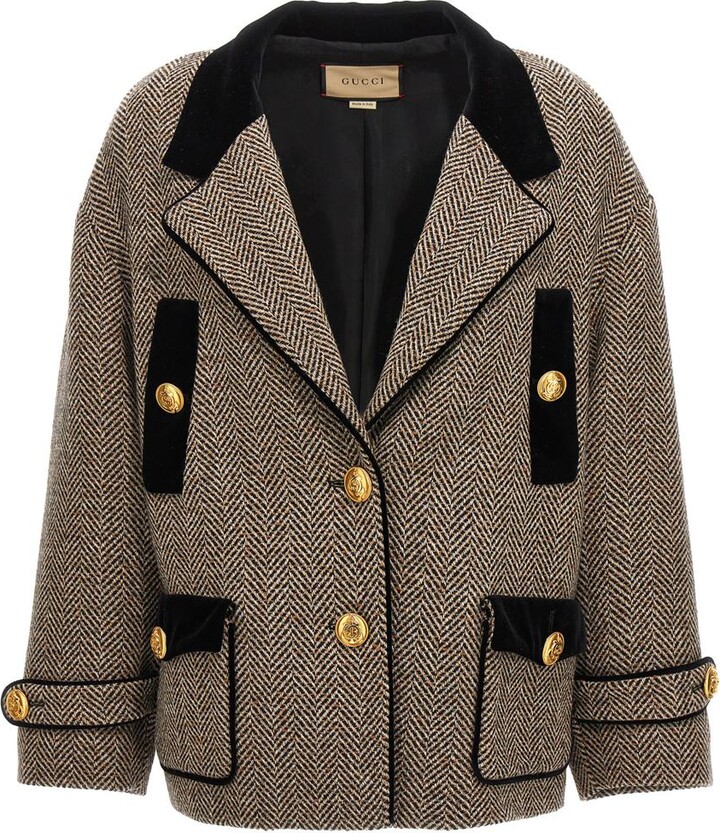 Gucci Herringbone coat - ShopStyle