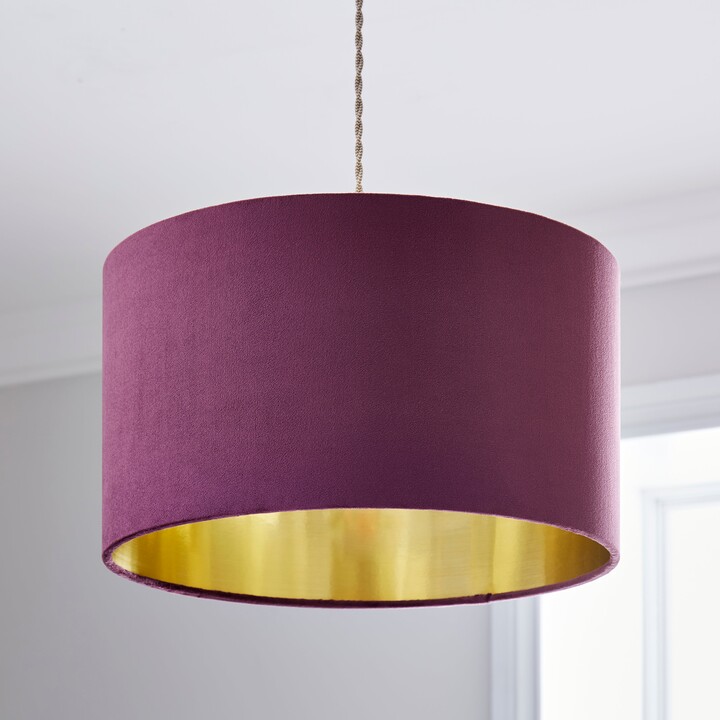 Dunelm Nesa Velvet Drum Lamp Shade Aubergine (Purple) - ShopStyle