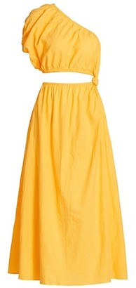 Farm Rio One-Shoulder Open-Waist Midi Dress - ShopStyle