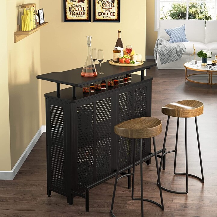YUZHOU Home Bar Unit, 3 Tier Liquor Bar Table Wine Bar Cabinet - ShopStyle