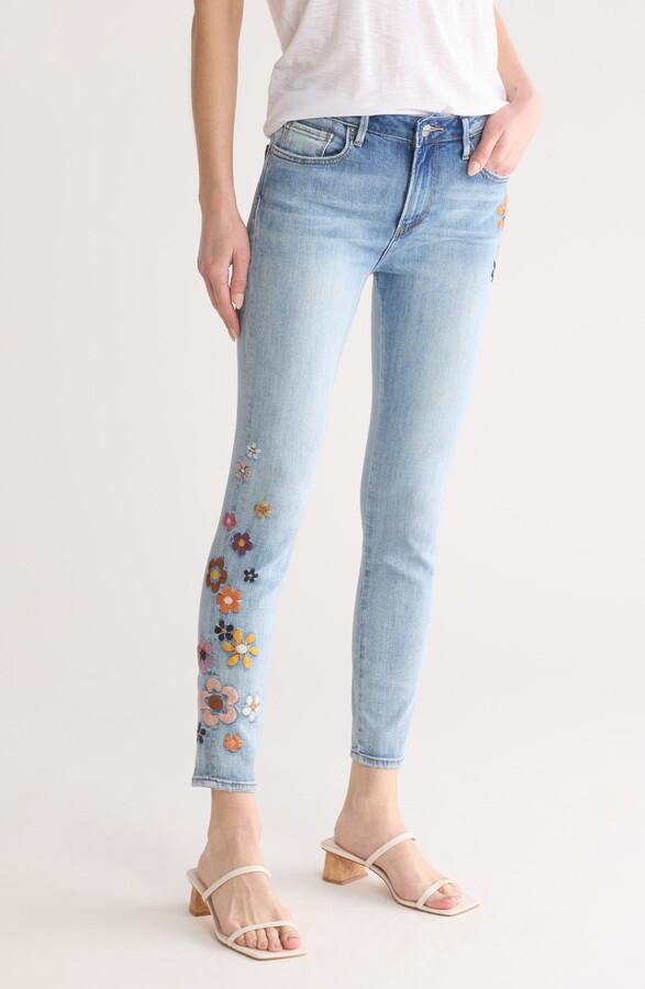Driftwood Jackie x Boogie Nights Floral Embroidered Skinny Jeans ...