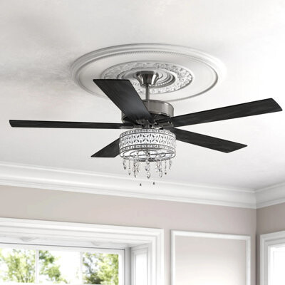 Kelly Clarkson Home 52" Leonie 5 - Blade LED Crystal Chandelier Ceiling ...