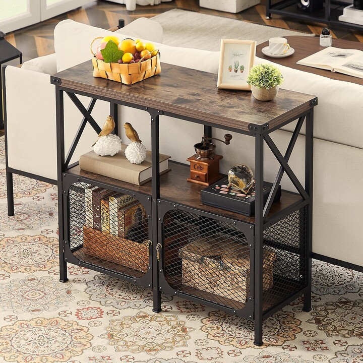 Taomika Sofa Console Table Industrial Entry Table with 3-Tier Storage ...