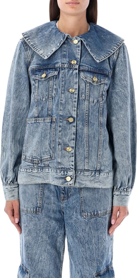Ganni Oversized Crinkle Denim Jacket - ShopStyle