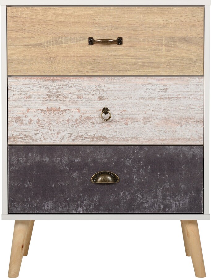 Dunelm Nordic 3 Drawer Chest, White White, Black and Brown - ShopStyle