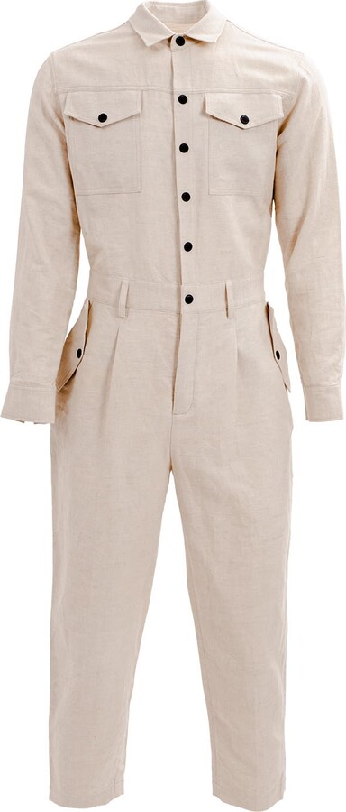 Yvette LIBBY N'guyen Paris Men - Linen Jumpsuit - Frosted Almond / Off ...