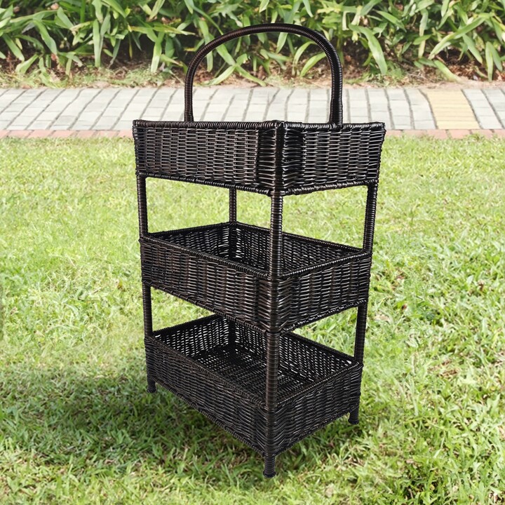 Master Rattan Woven 3-Layer Storage Rack Indoor and Outdoor Both can be ...